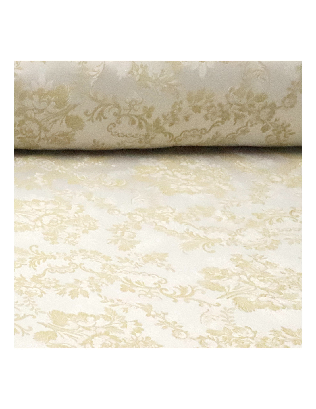Brocado Beige Floral - Retal - Telas Brocadas en Liquidación