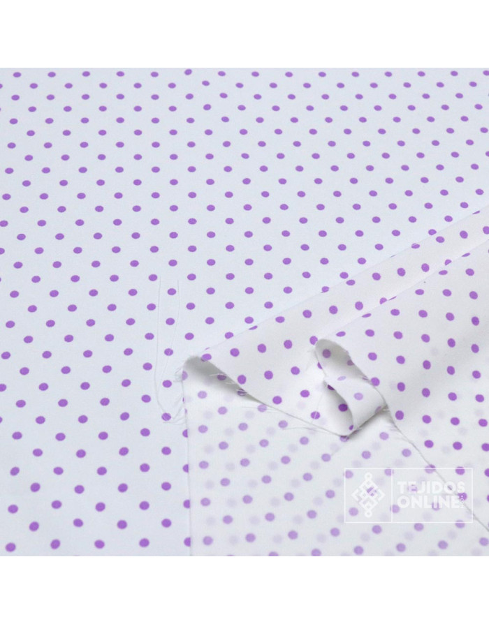 Crespón Blanco Lunar Malva Lycra | Lunares Malva