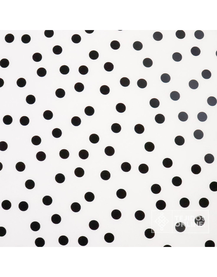 Crespón Blanco Lunar Negro Céntimo | Telas de Flamenca