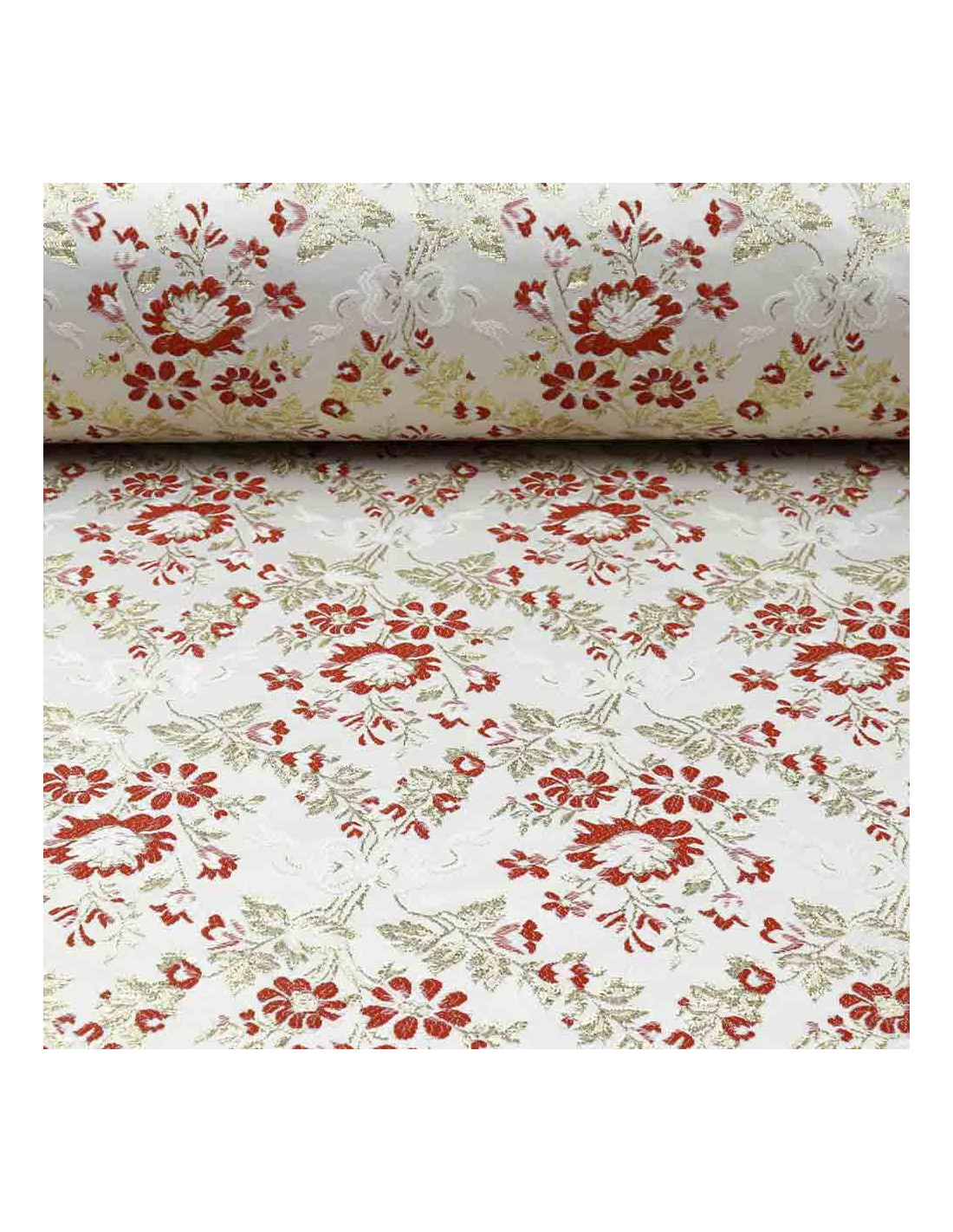 Brocado Blanco Flor Caldera - Retal - Tejidos Cofrades